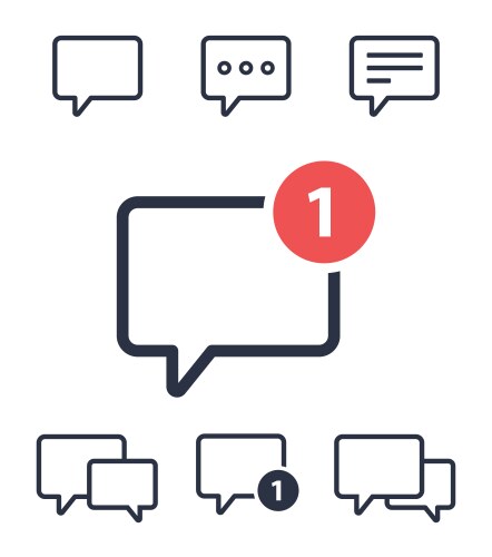 Speech bubbles with sample text and icons Vector Image