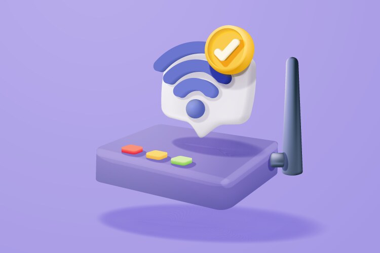 3d wireless connection and sharing network Vector Image