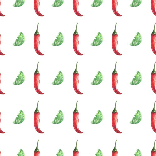 Chilli and lime hand drawn watercolor painting Vector Image