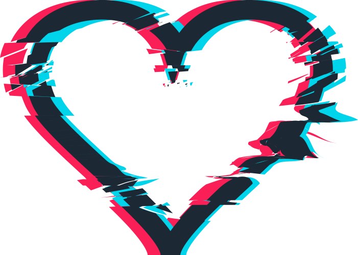 Glitched distortion heart frame Royalty Free Vector Image
