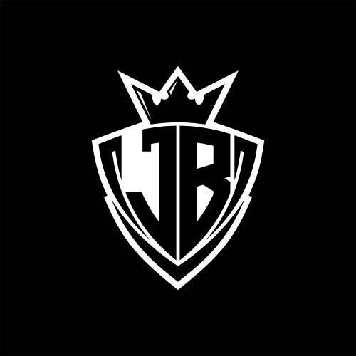 Jb letter bold monogram triangle curve shield Vector Image