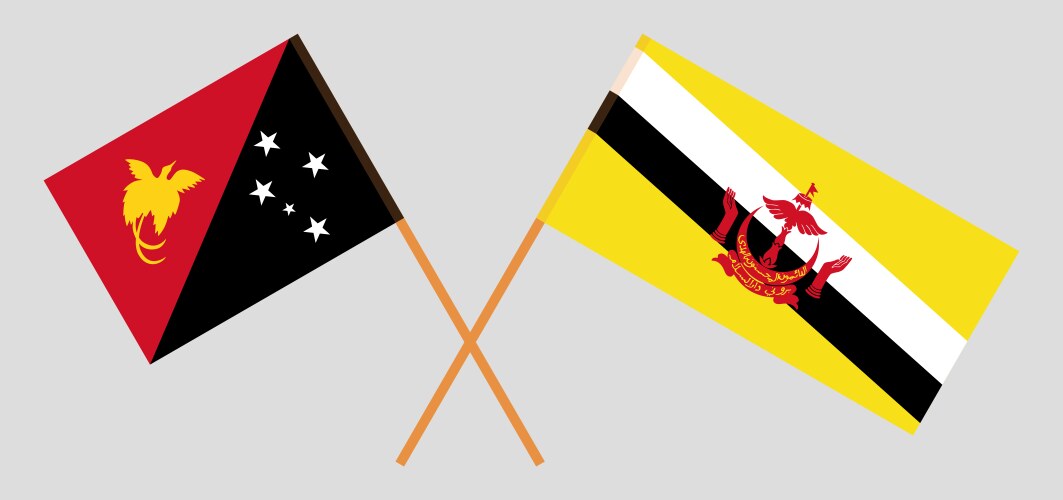 Crossed flags of papua new guinea and the state Vector Image
