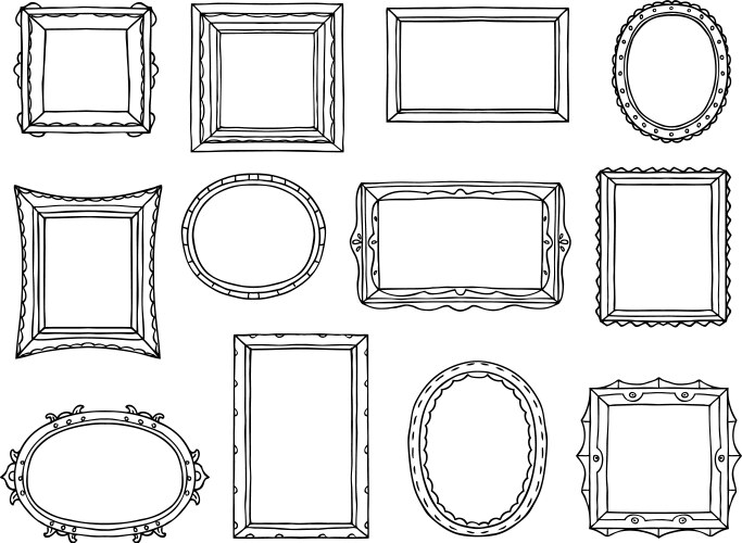 Beautiful template hand drawn frames Royalty Free Vector