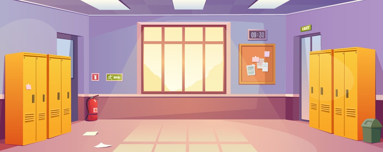 School hallway corridor layers ready for animation