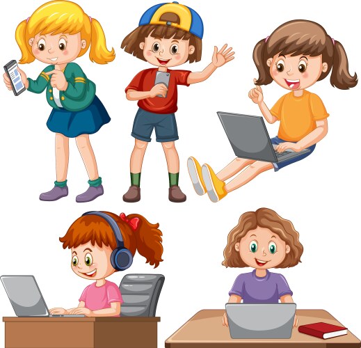 Cartoon school children with backpacks Royalty Free Vector