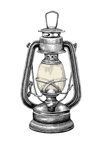 Vintage bulb lamp hand drawing engraving style Vector Image