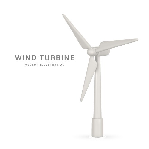 Wind turbine with shadow in 3d realistic style Vector Image