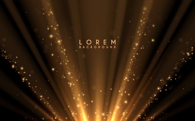 Golden light rays scene with stars and sparkles Vector Image