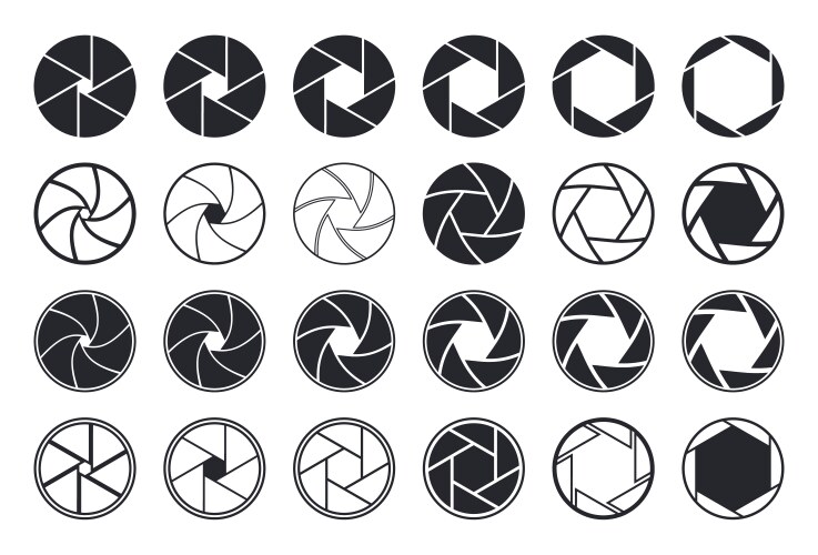 Aperture icon set with value numbers camera Vector Image