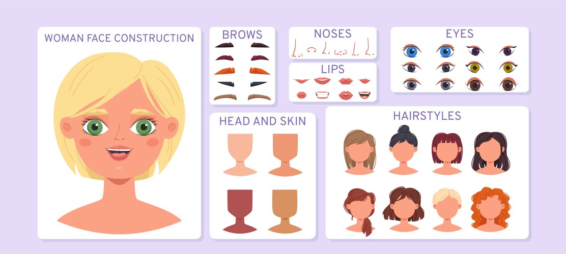 Girl Face Construction Vector Images (over 1,300)