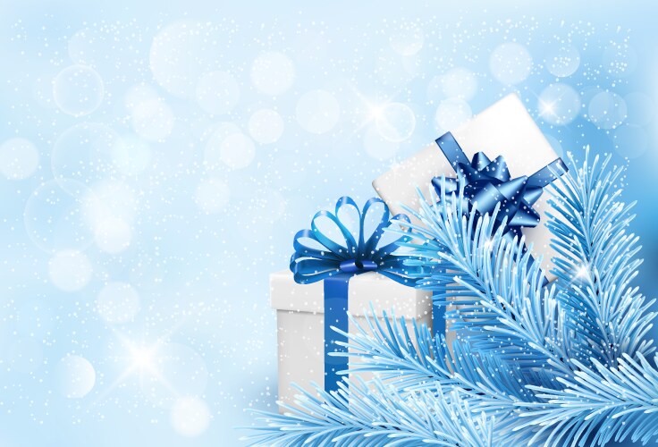 Christmas winter background with presents Vector Image