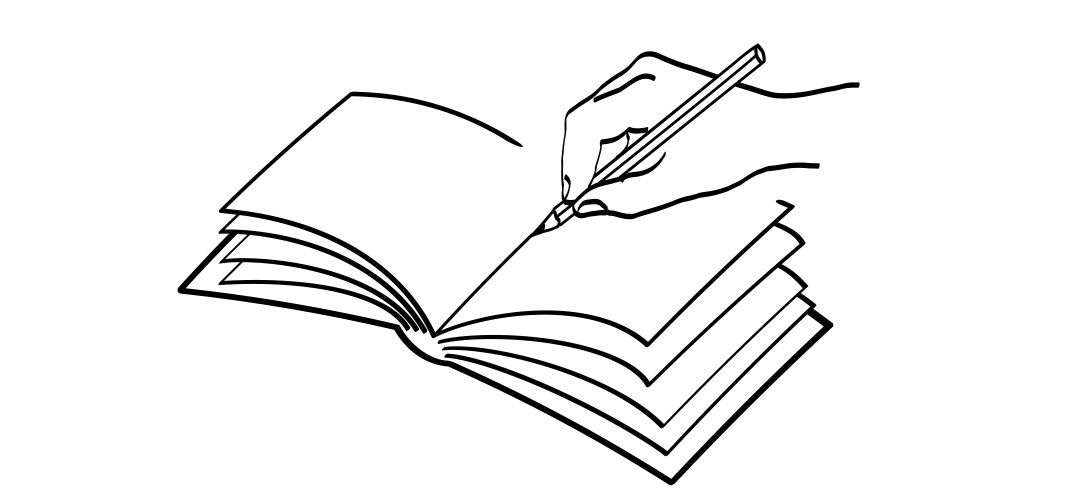 Open book and pages education concept line drawing