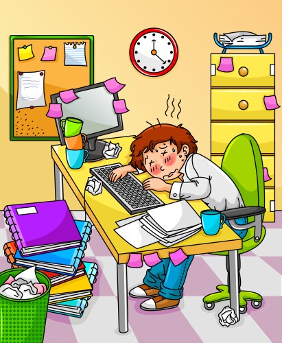 Overworked Employee Stress Royalty Free Vector Image