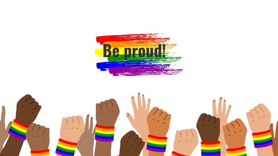 Lgbtq banner with symbols celebrating pride month Vector Image