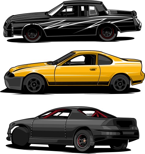 Bundle set stock car racing Royalty Free Vector Image