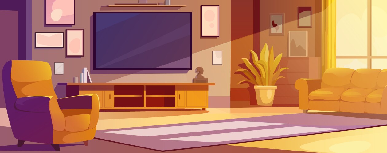 Retro Living Room with TV Royalty Free Vector Image