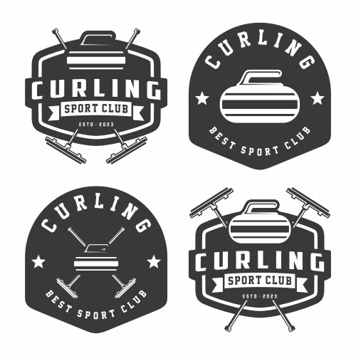 Curling logo collection emblem set collections Vector Image