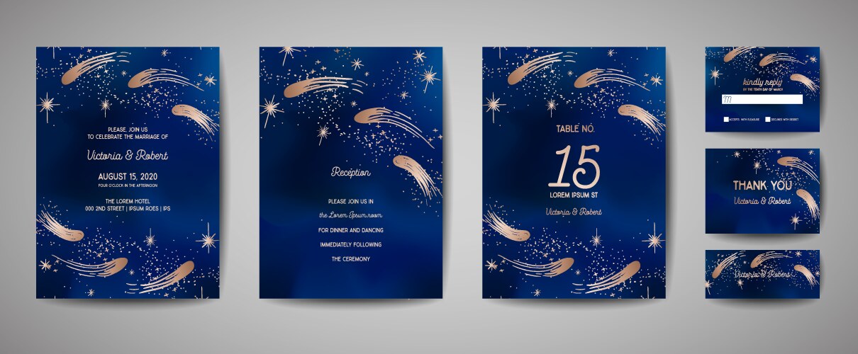 Golden wedding invitation card template Royalty Free Vector