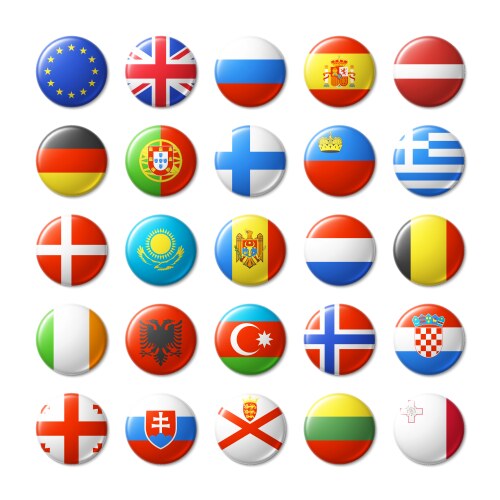 Map pointers with flags europe Royalty Free Vector Image