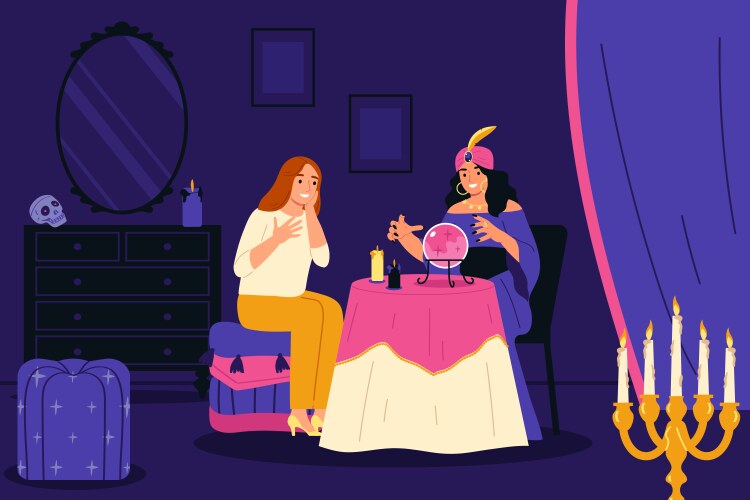 Fortune tellers set mysterious women telling Vector Image