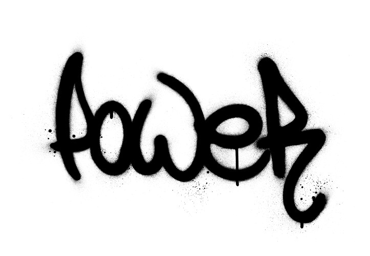 Sprayed love font graffiti with overspray in black