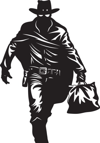 Bandit blaze cartoon masked cowboy robber logo Vector Image