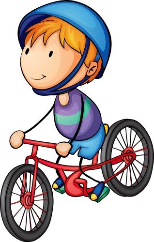 Happy little boy in helmet riding bicycle Vector Image