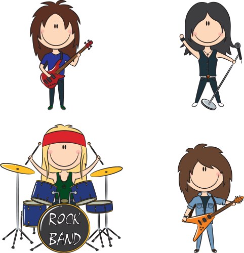 Rock musicians and singers isolated on white Vector Image