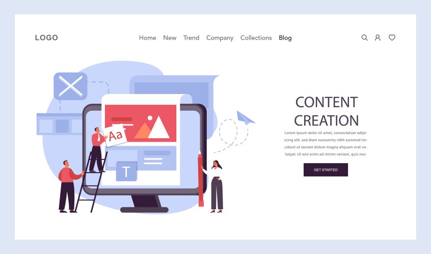 Content creation flat Royalty Free Vector Image