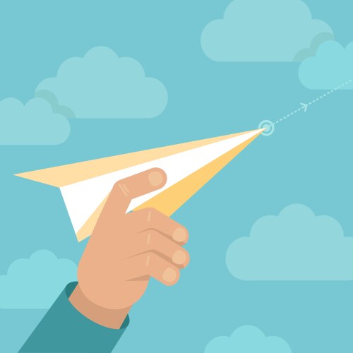 Flying paper plane around travel Royalty Free Vector Image
