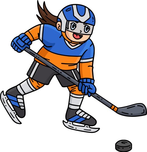 Ice hockey female player jumping cartoon clipart Vector Image