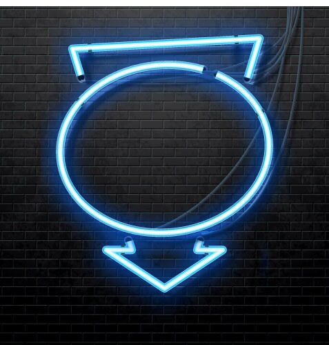 Three arrow circle neon sign Royalty Free Vector Image