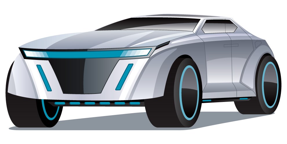 Rocket car in red and blue color Royalty Free Vector Image