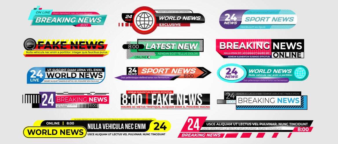 Breaking world news bars and tv live report Vector Image