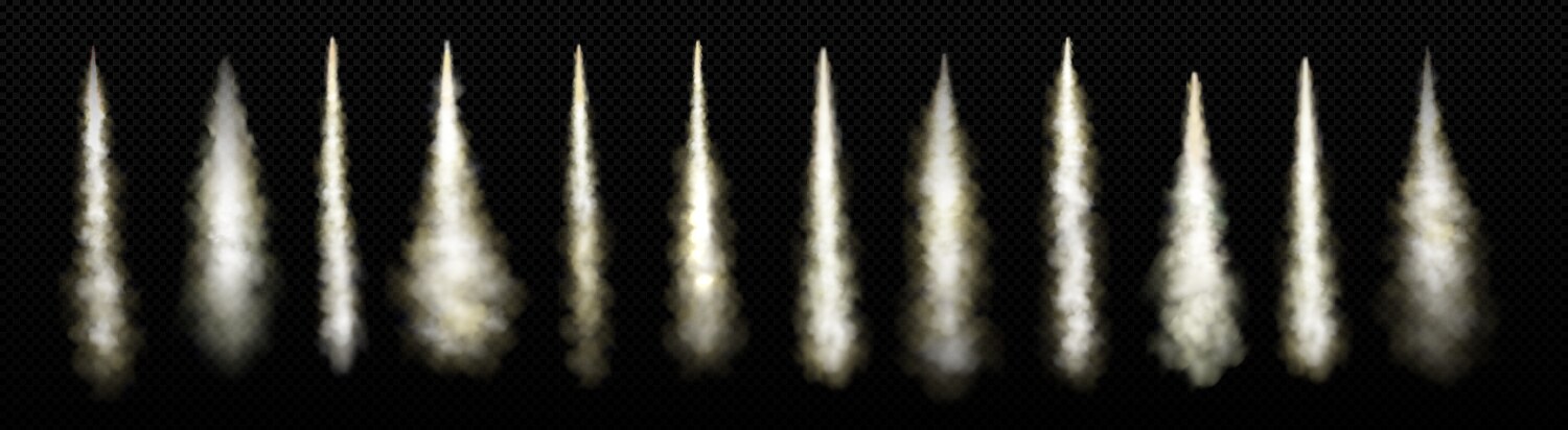 Missile effect rocket fire trails with smoke Vector Image