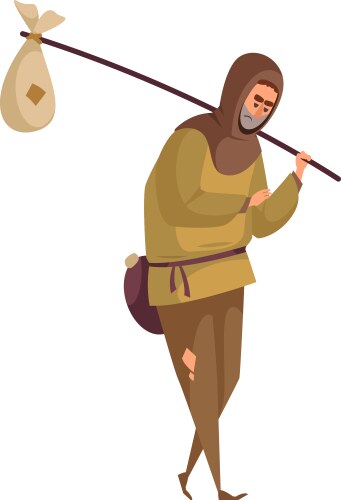 Isolated medieval fat man character with royal Vector Image