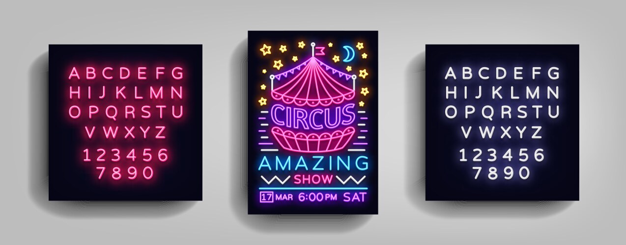 Neon Circus Tent Logo Royalty Free Vector Image