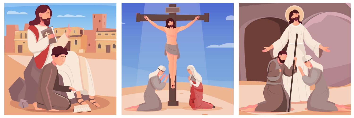 Jesus resurrection flat Royalty Free Vector Image