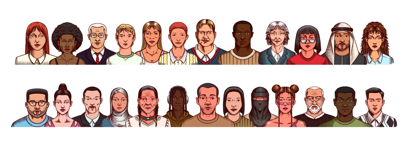 Human avatars collection faces of people Vector Image