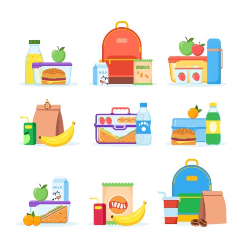 Lunch box with food banner Royalty Free Vector Image