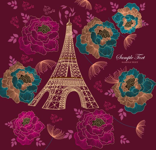 Gold eiffel tower symbol Royalty Free Vector Image