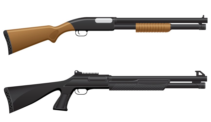 Cartoon shotguns weapon icons Royalty Free Vector Image