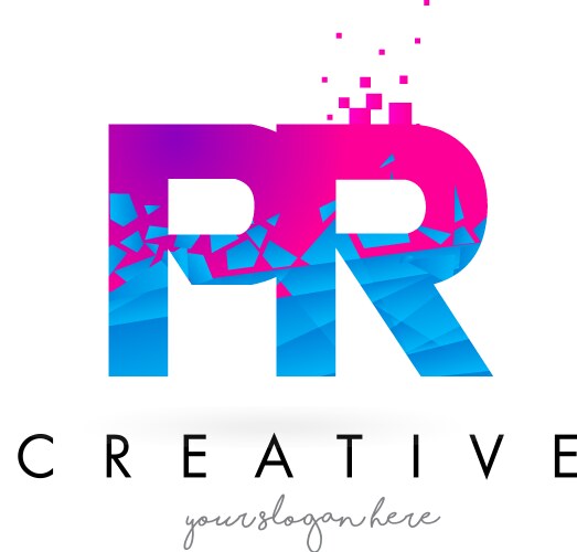 Pr p r letter modern logo design with yellow Vector Image