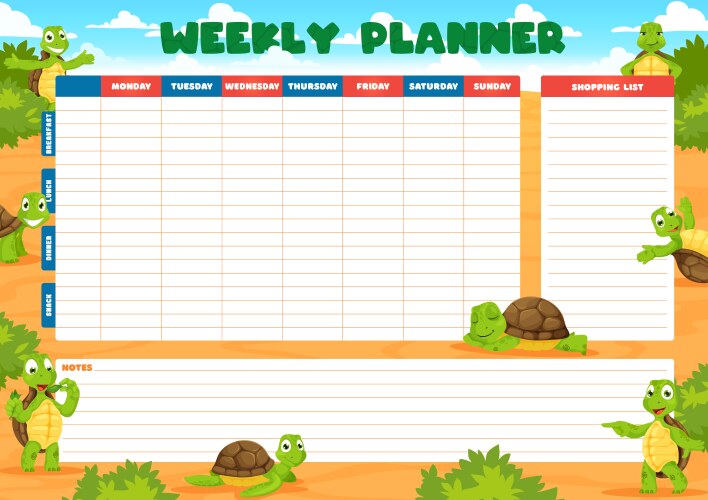 Weekly planner template Royalty Free Vector Image