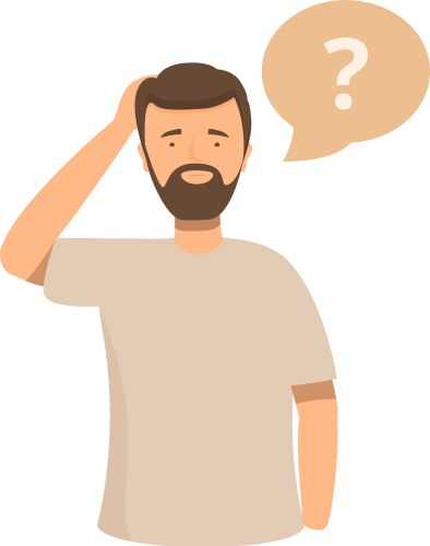 Confused young man with question mark bubble Vector Image