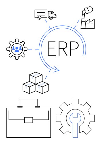 Erp system concept with process workflow Vector Image