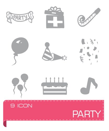 Food and drinks party icons Royalty Free Vector Image