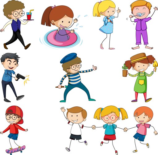 Happy kids cartoon collection Royalty Free Vector Image