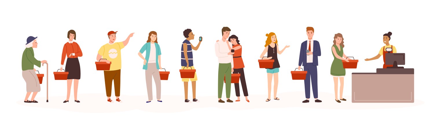 People queue waiting line Royalty Free Vector Image
