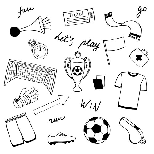 Football set collection of soccer players Vector Image